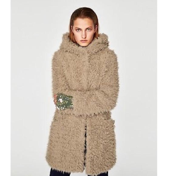 Zara | Jackets & Coats | Nwt Zara Texture Coat With Hood Color Mink ...